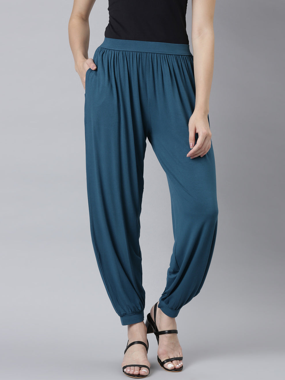 Turquoise Blue Viscose Stretch Harems – Go Colors India