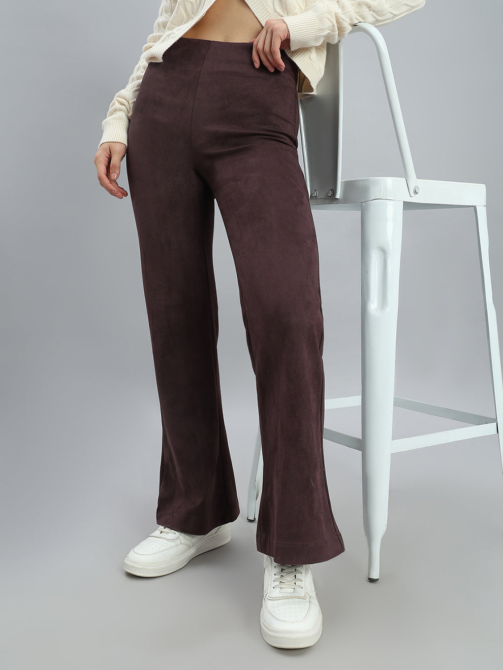 Dark Wine Suede Bell Bottom – Go Colors India