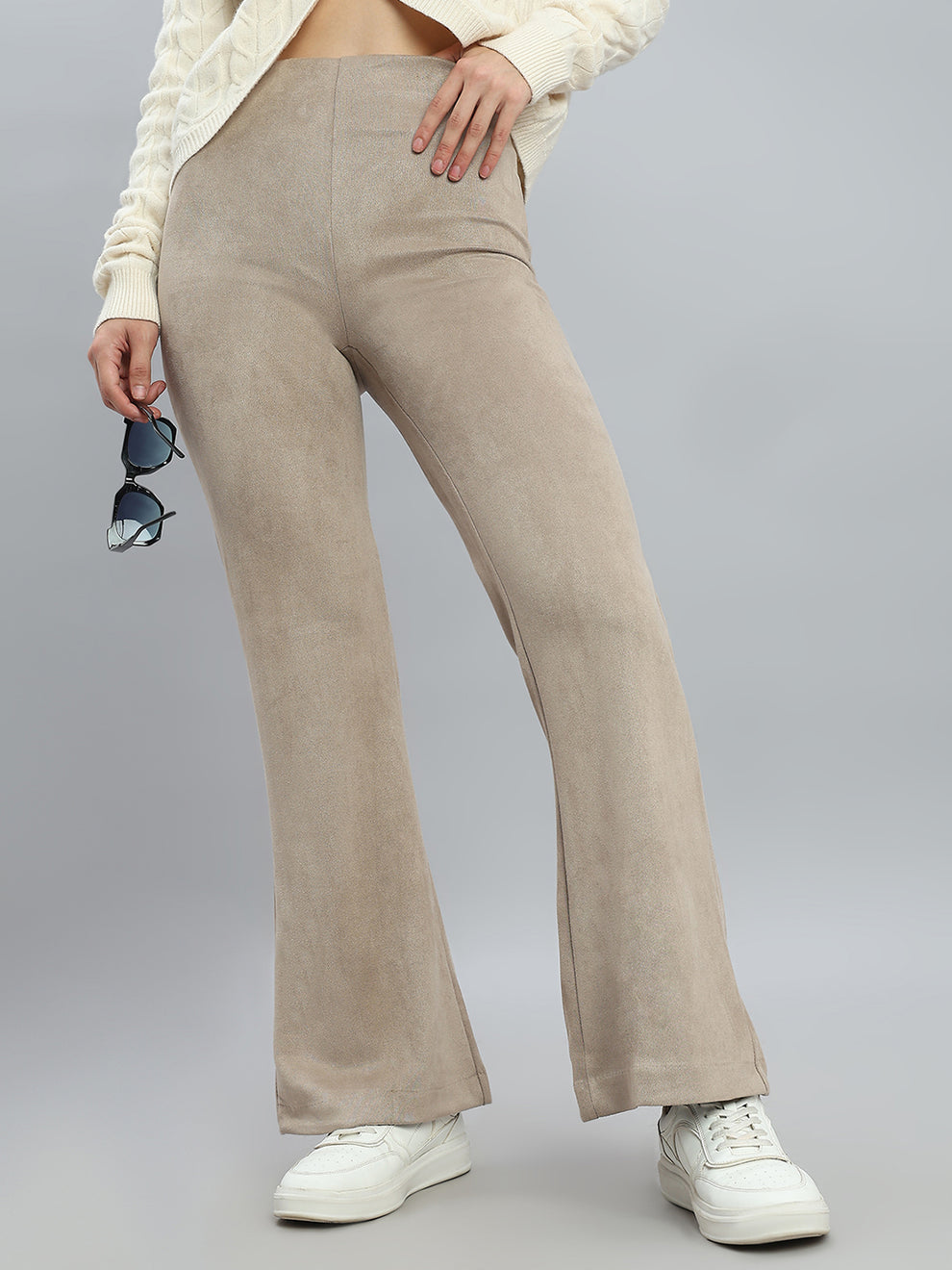 Light Brown Suede Bell Bottom – Go Colors India
