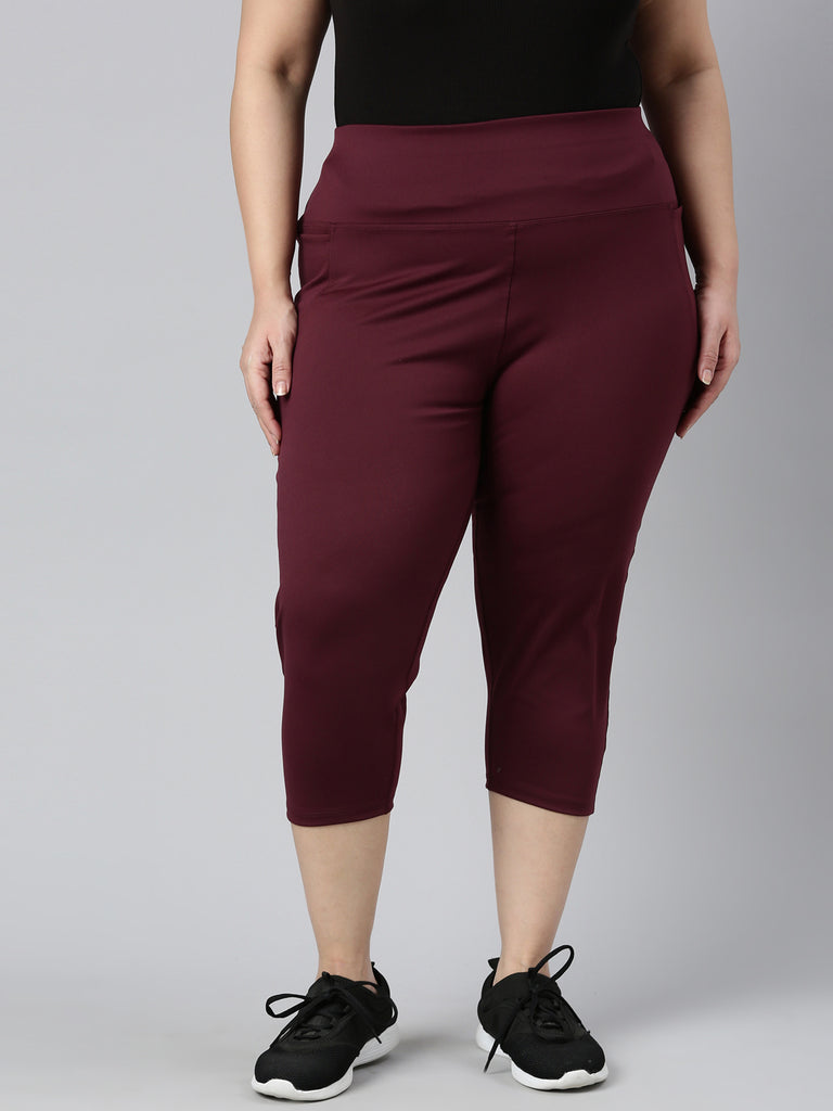 Maroon High Rise Capri - Go Colors