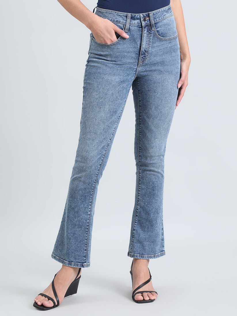 Light Blue Denim Boot Cut Jeans – Go Colors India