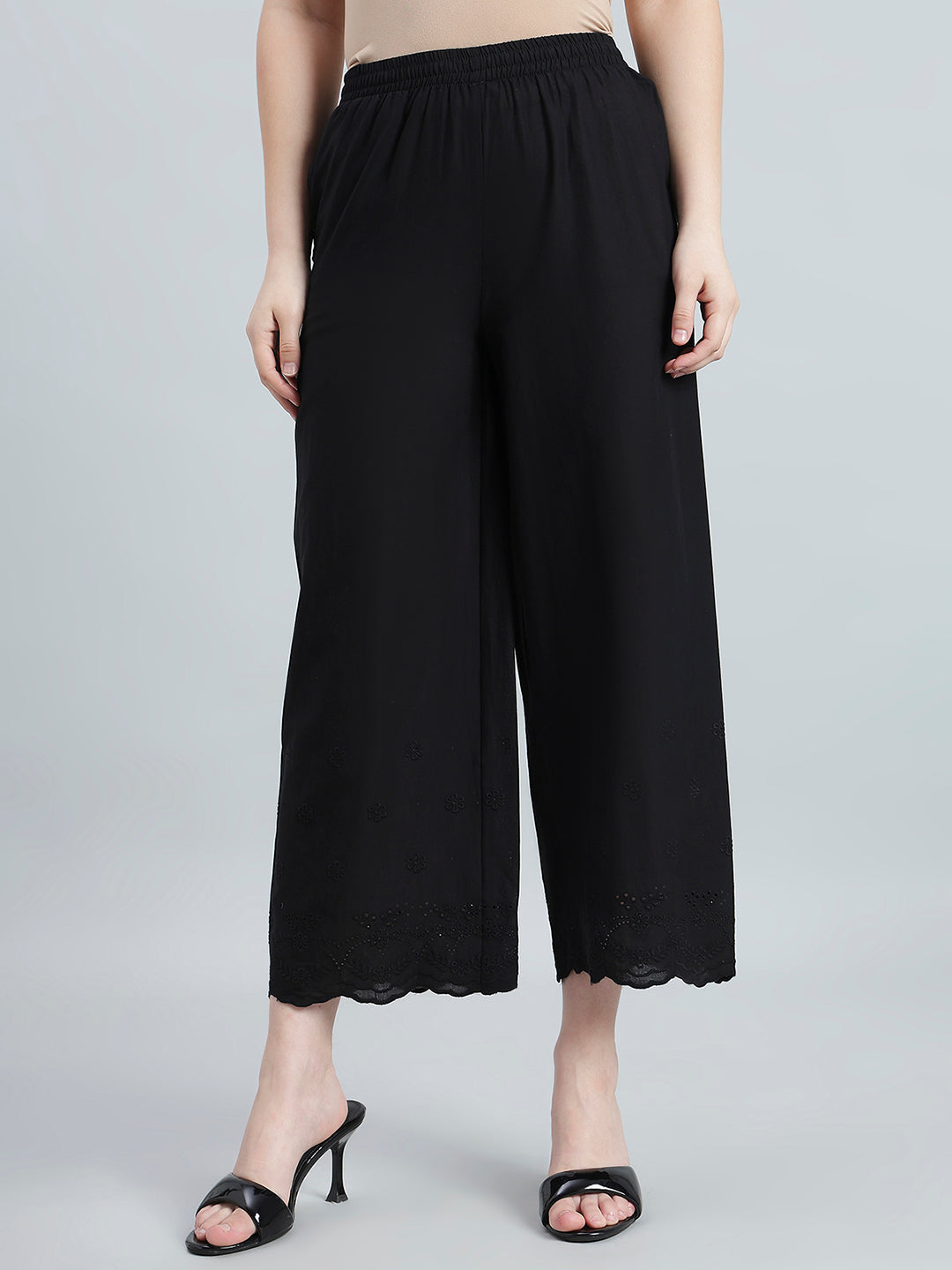 Black 100% Cotton Hakoba Wide Pant – Go Colors India