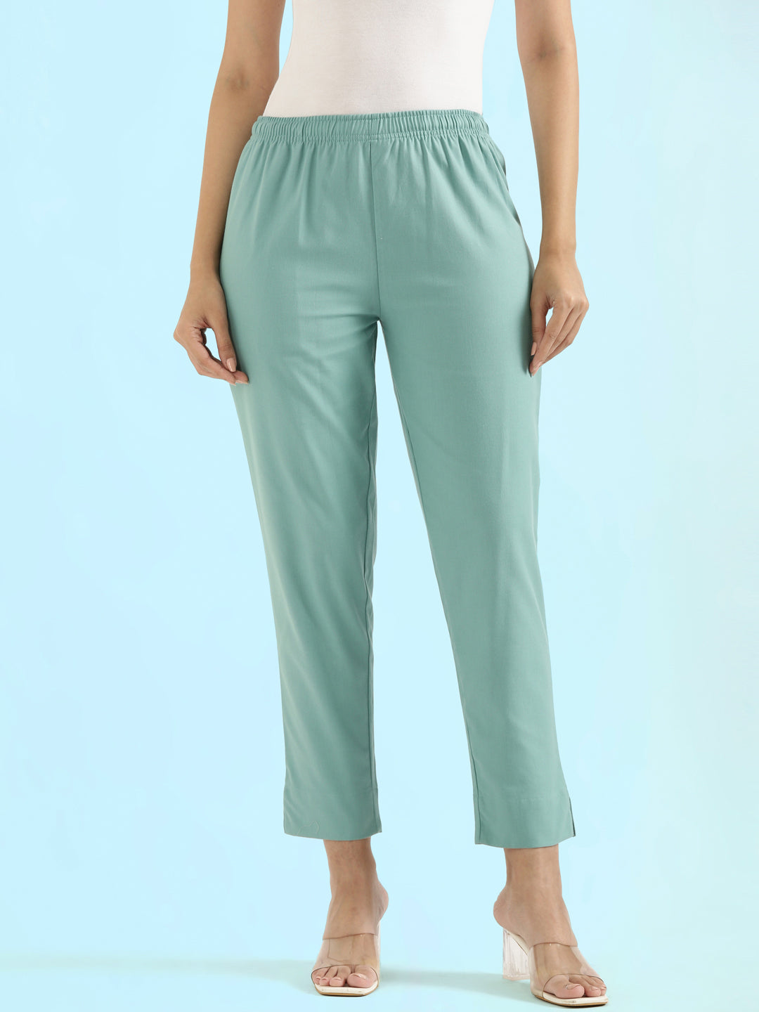 Light Mint Cotton Pencil Pant – Go Colors India