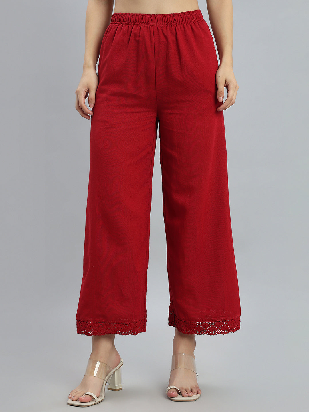 Cherry Linen Lace Palazzo – Go Colors India