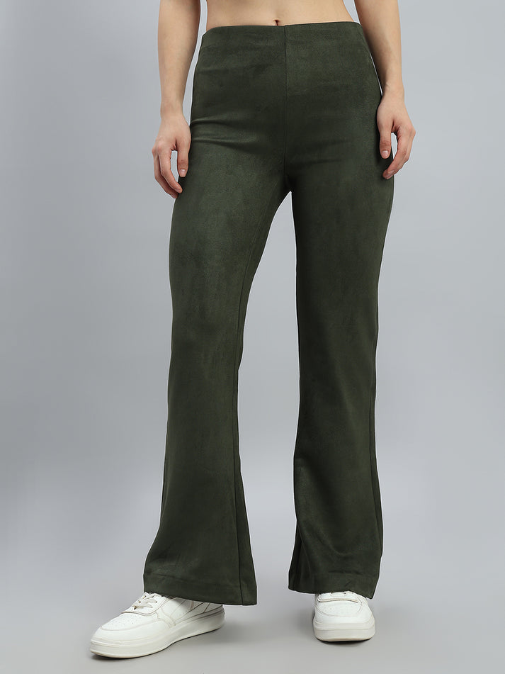 Dark Olive Suede Bell Bottom – Go Colors India