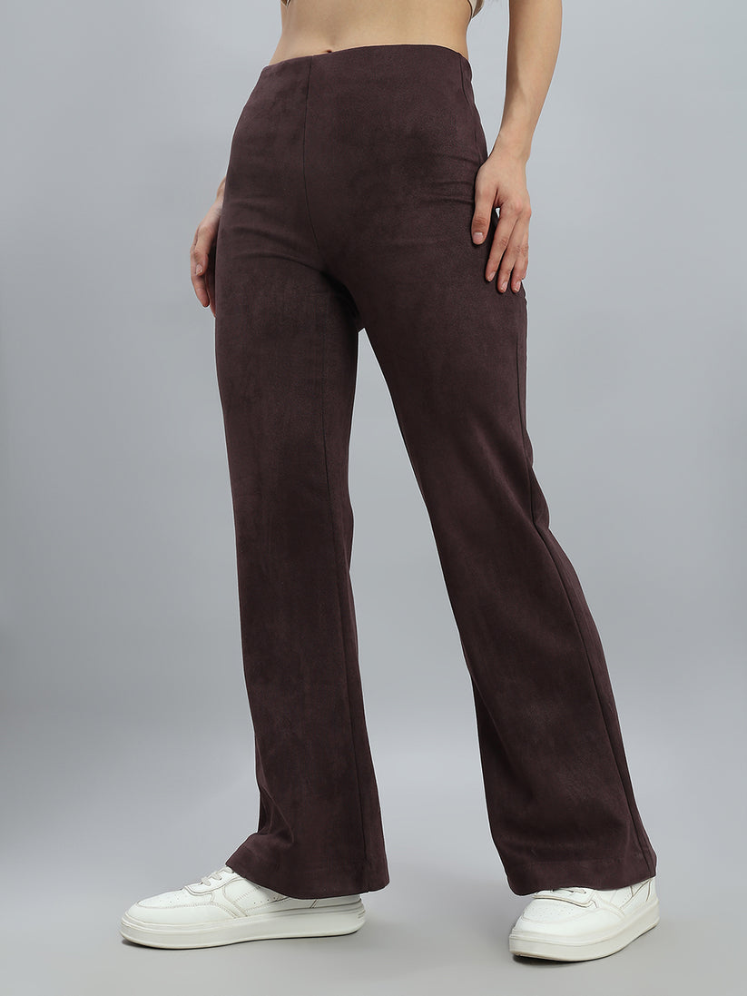 Dark Wine Suede Bell Bottom – Go Colors India