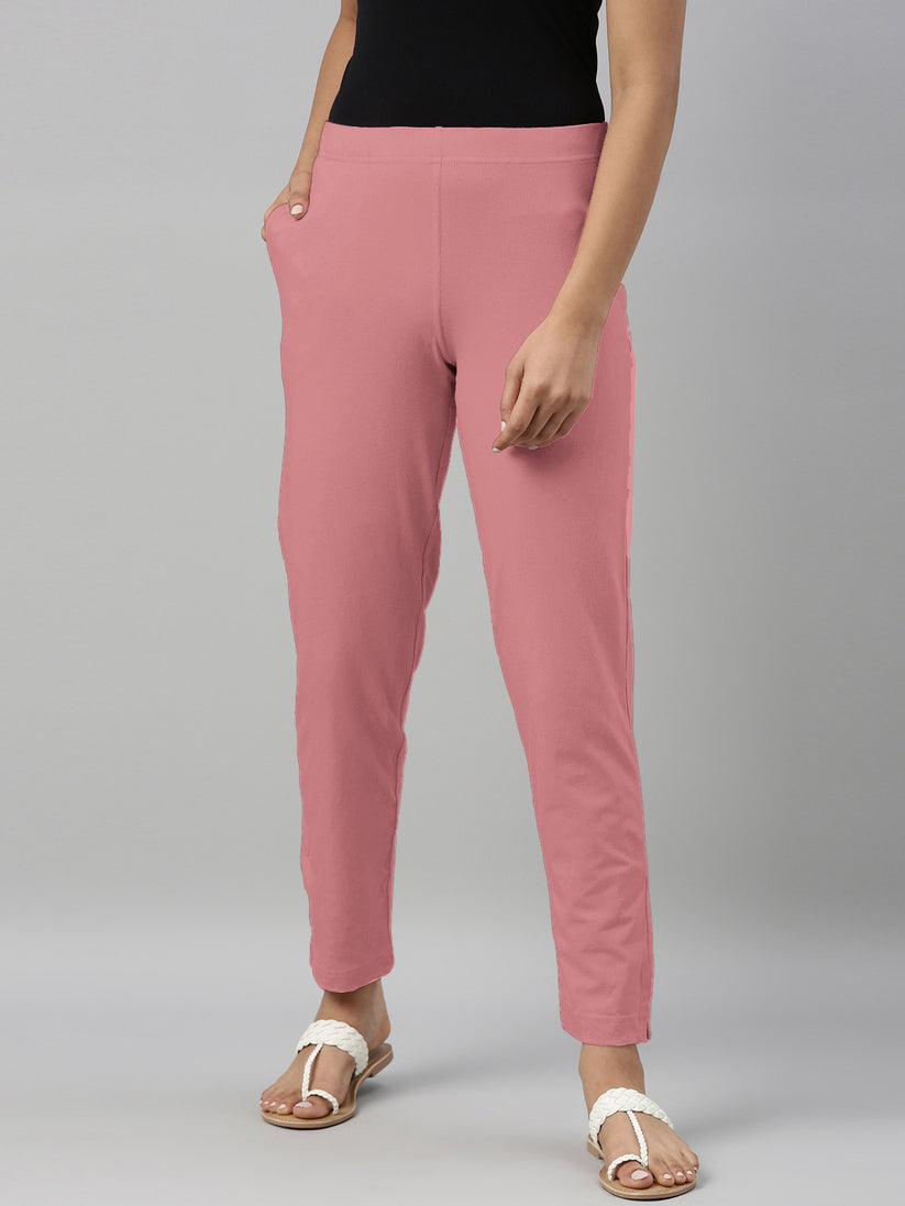 Dusty Rose Cotton Stretch Kurti Pants - Plus Size – Go Colors India