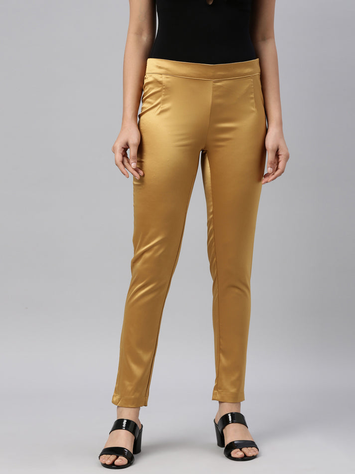 Mustard Polyester Shiny Pants – Go Colors India