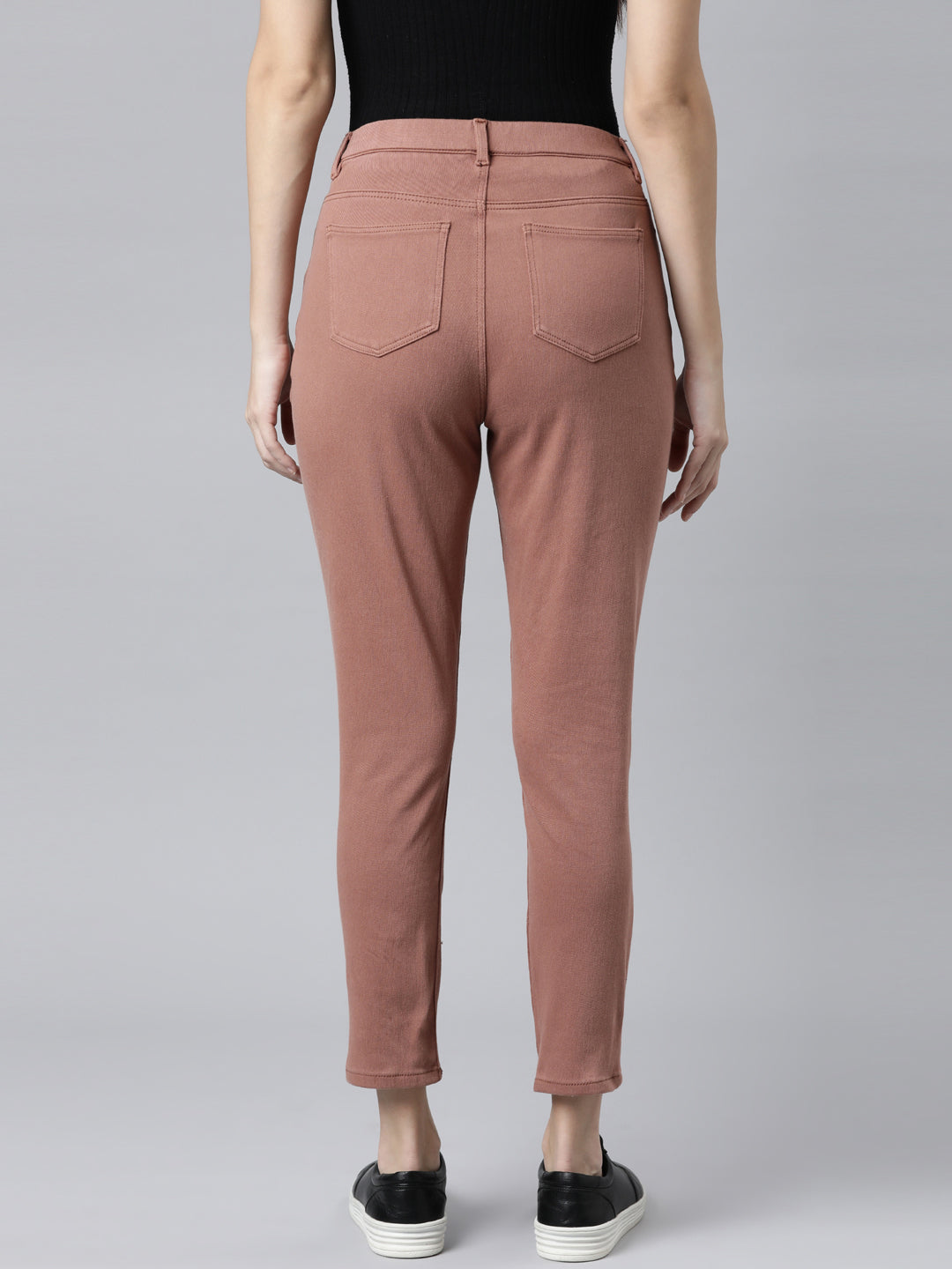 Rust Cotton Poly Stretch Cropped Colored Jeggings – Go Colors India