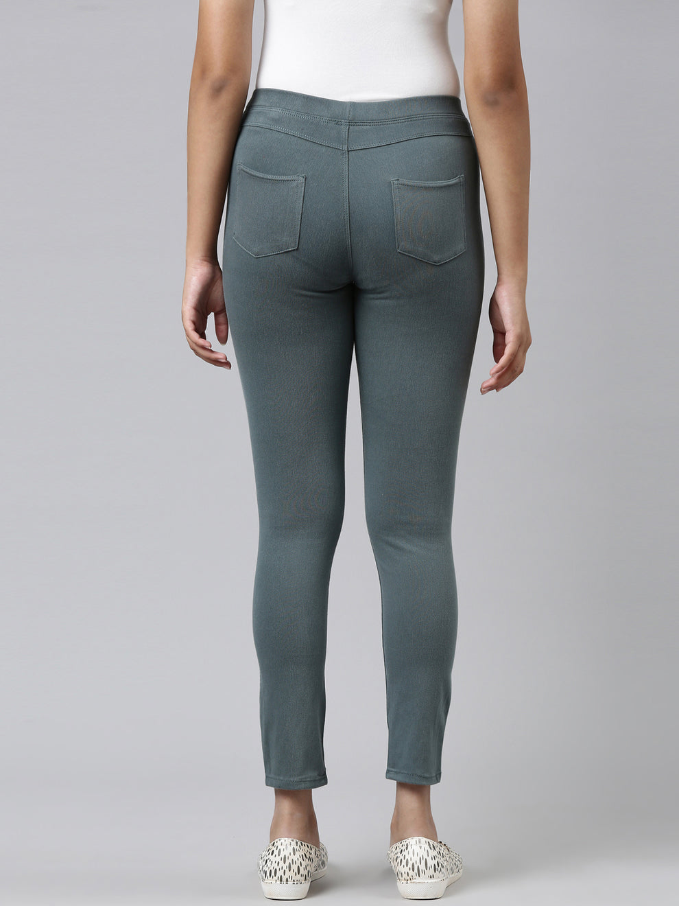 Ocean Green Cotton Poly Stretch Super Stretch Jeggings – Go Colors India